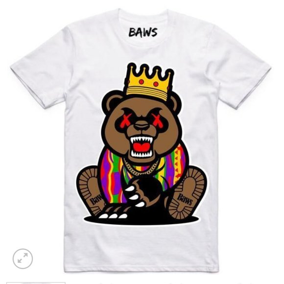 baws | Shirts | New Baws Born A Wild Soul King Grizzly White Shirt S ...